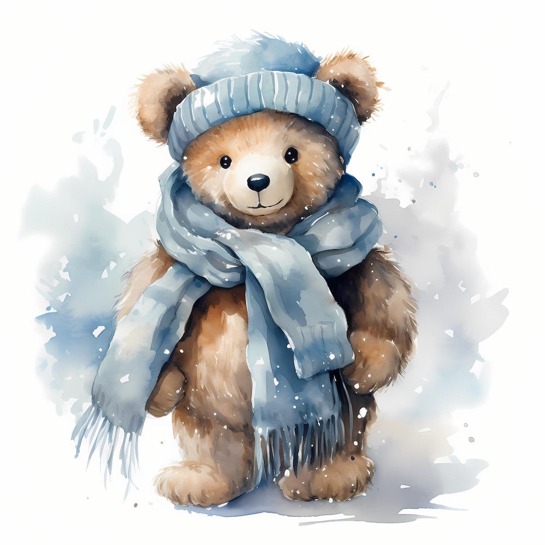 Adorable Teddy Bear Watercolor Clipart Bundle, Cute Teddy Bear ...