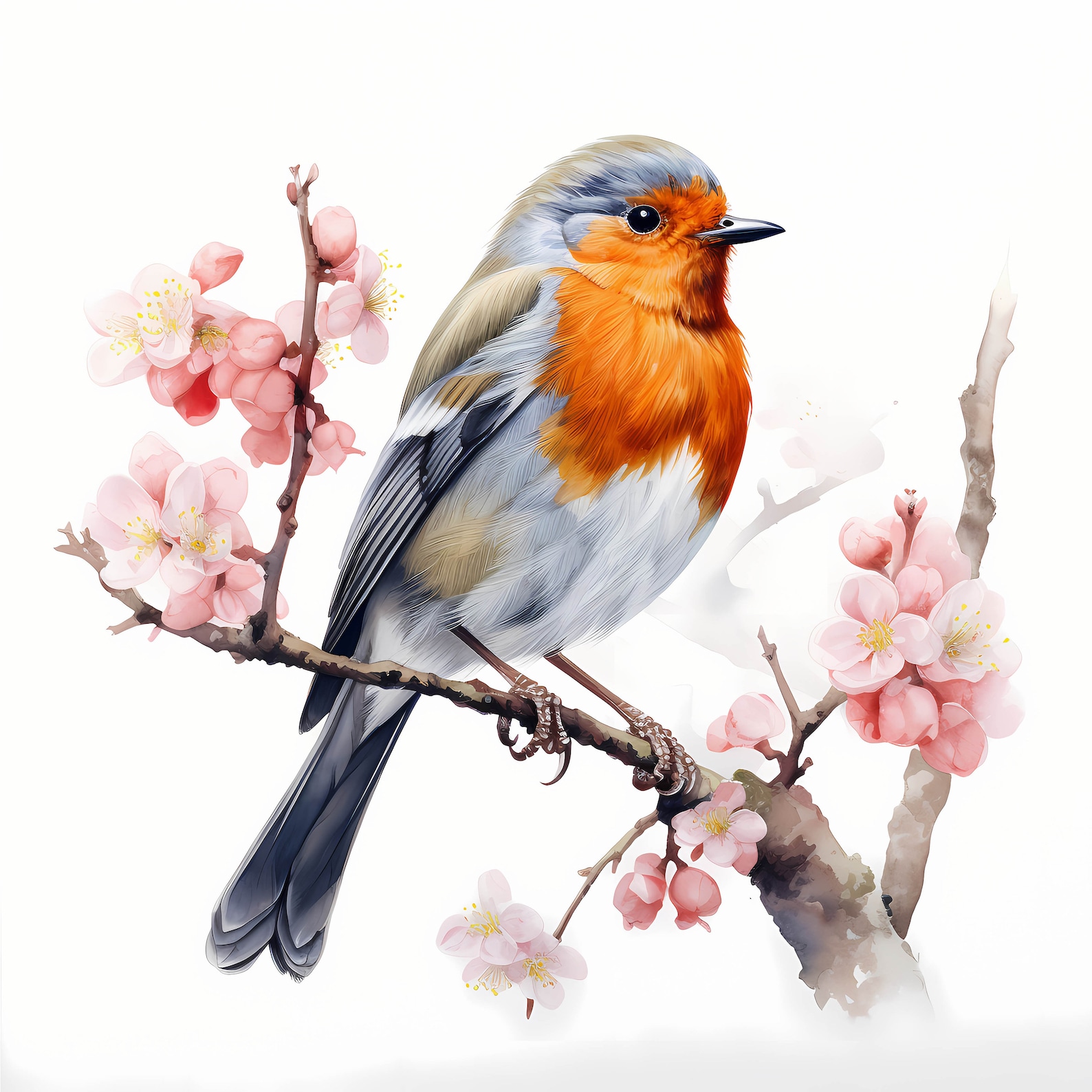 Robin Bird Watercolor Clipart Bundle, Cute Colorful Robin Bird Set ...
