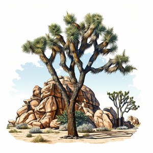 Joshua Tree National Park Watercolor Sketch Art Bundle, Joshua Tree ...