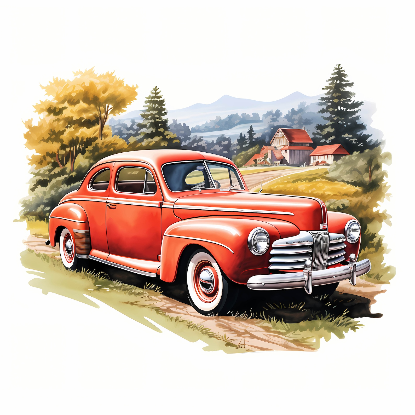 Vintage Car Drawing Clipart Bundle, Retro Car Set, Classic Car Art, Old ...