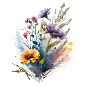 Watercolor Meadow Flowers Clipart, Spring Wildflowers Bundle, Instant ...