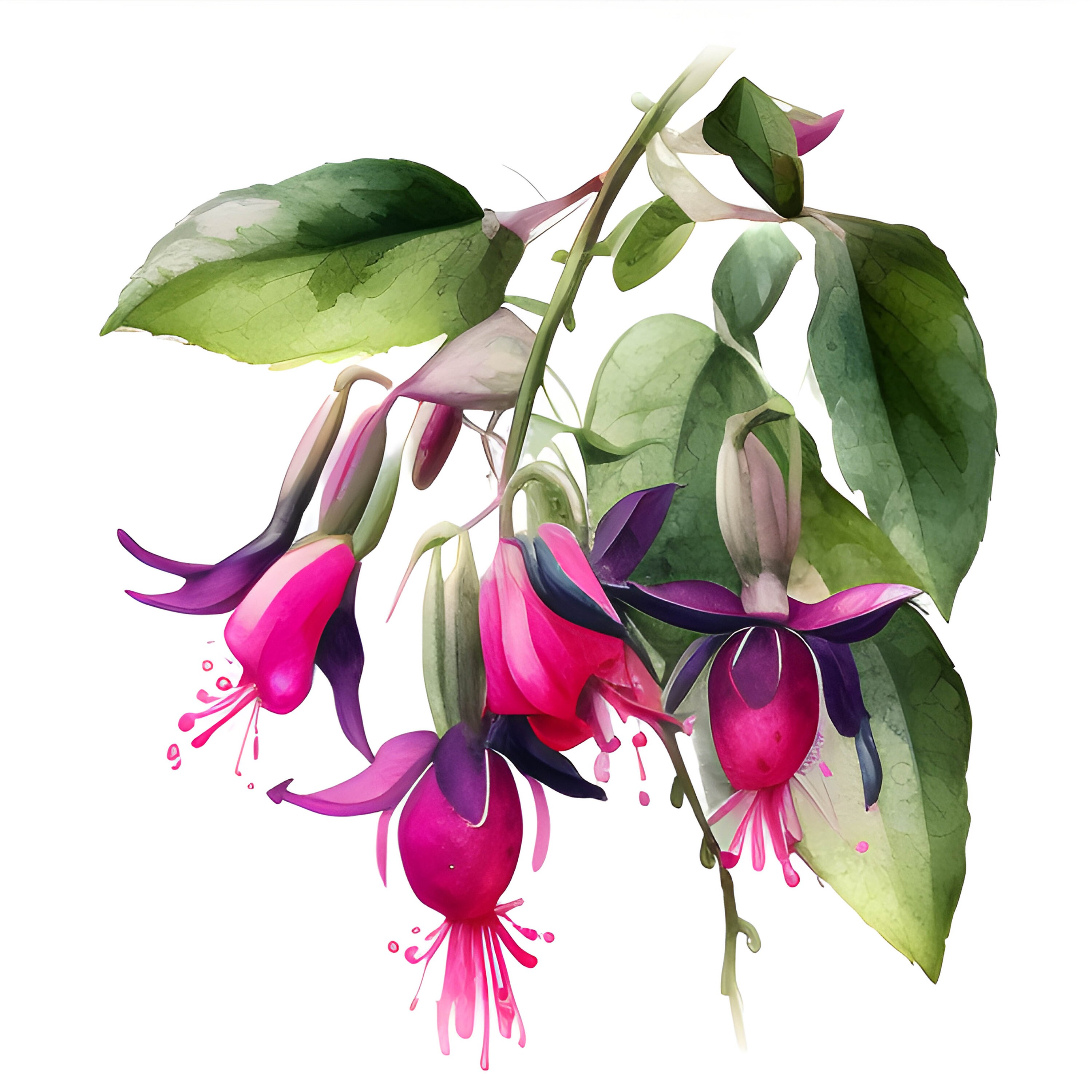 Watercolor Fuchsia Flowers Clipart Spring Flowers Floral - Etsy