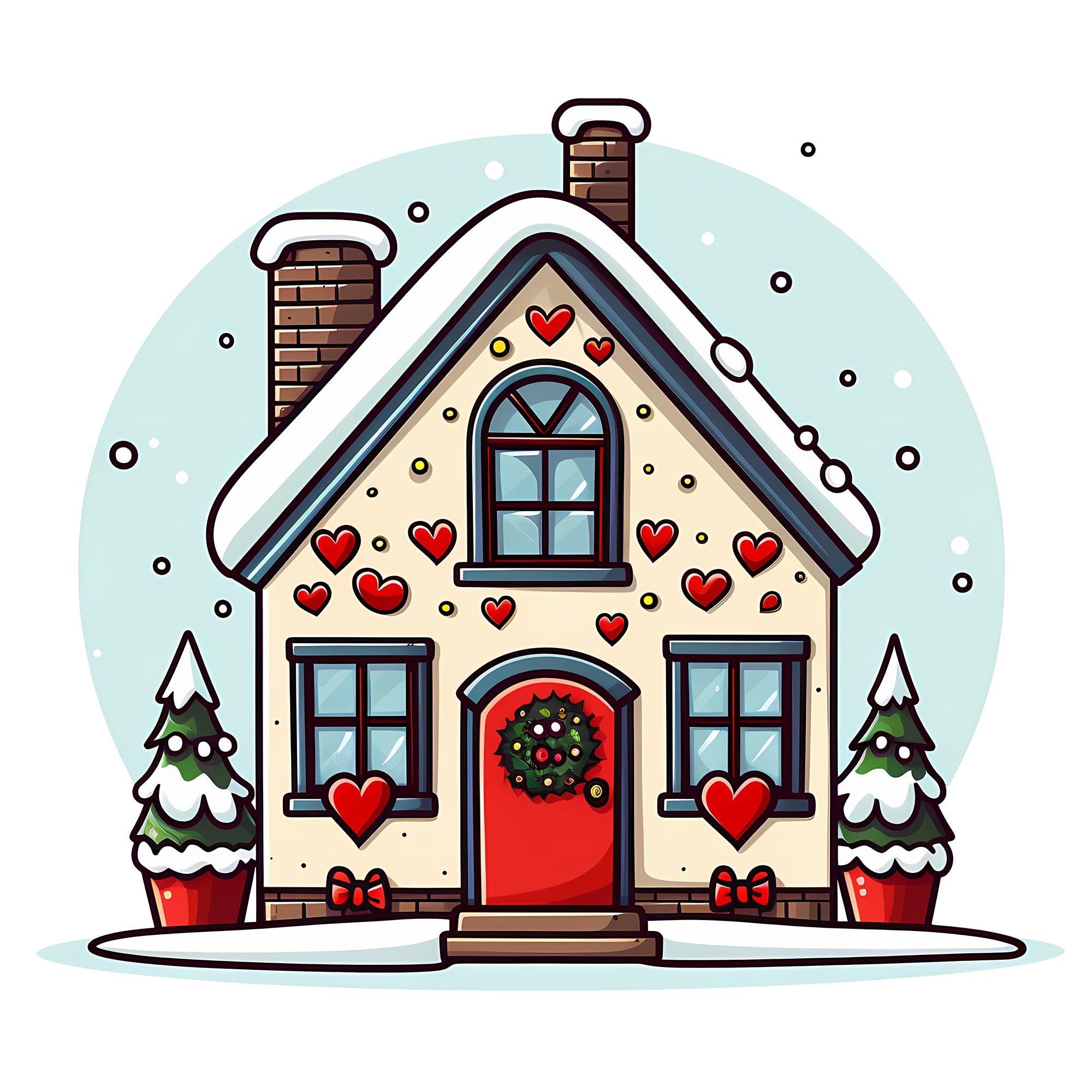 Christmas Cottage Watercolor PNG Clipart, Christmas Cottage Printable ...