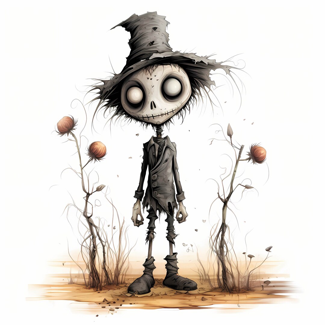 Halloween Spooky Scarecrow Watercolor Clipart Bundle, Halloween Spooky ...