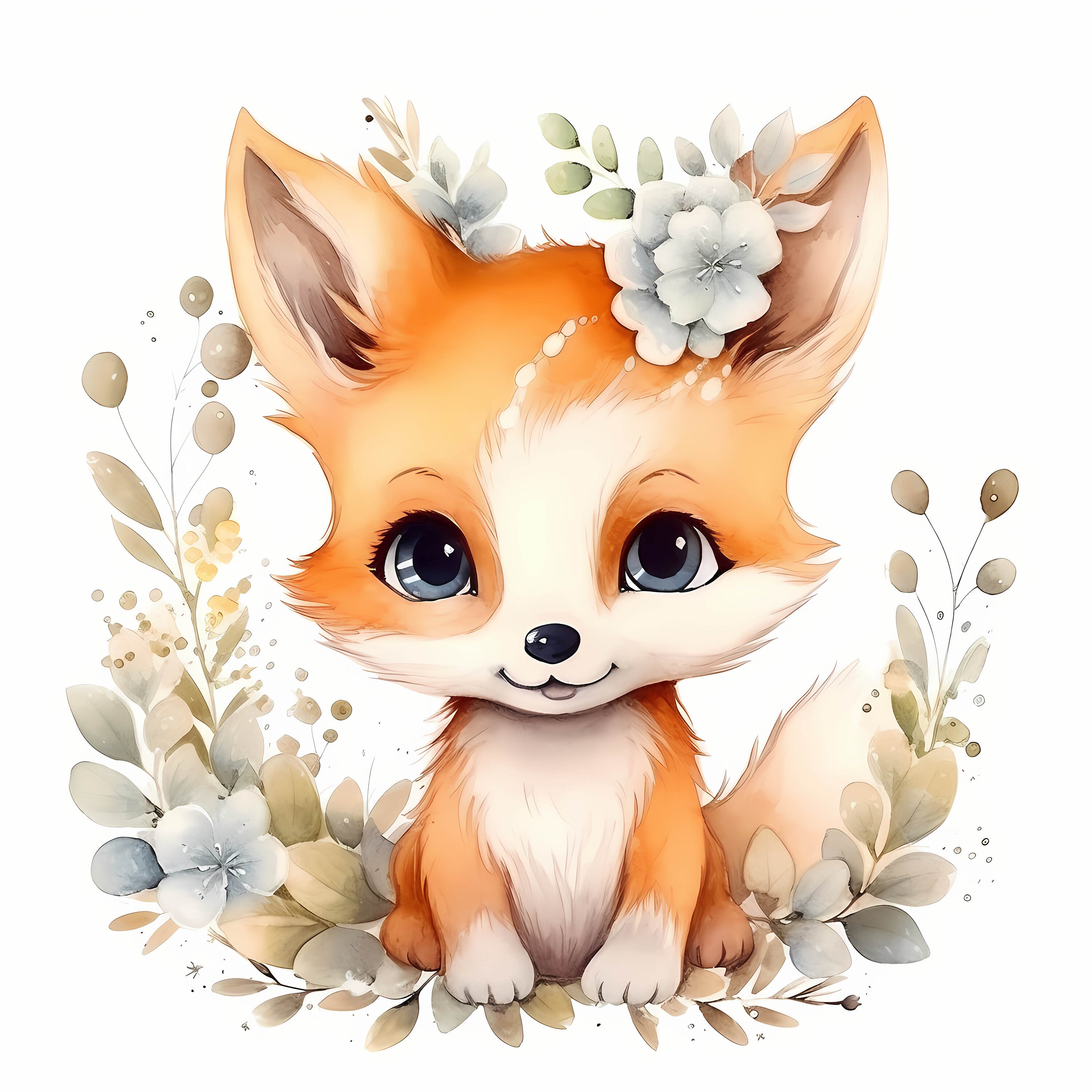 Cute Baby Fox Watercolor Clipart Bundle, Funny Fox Clipart, Sublimation ...