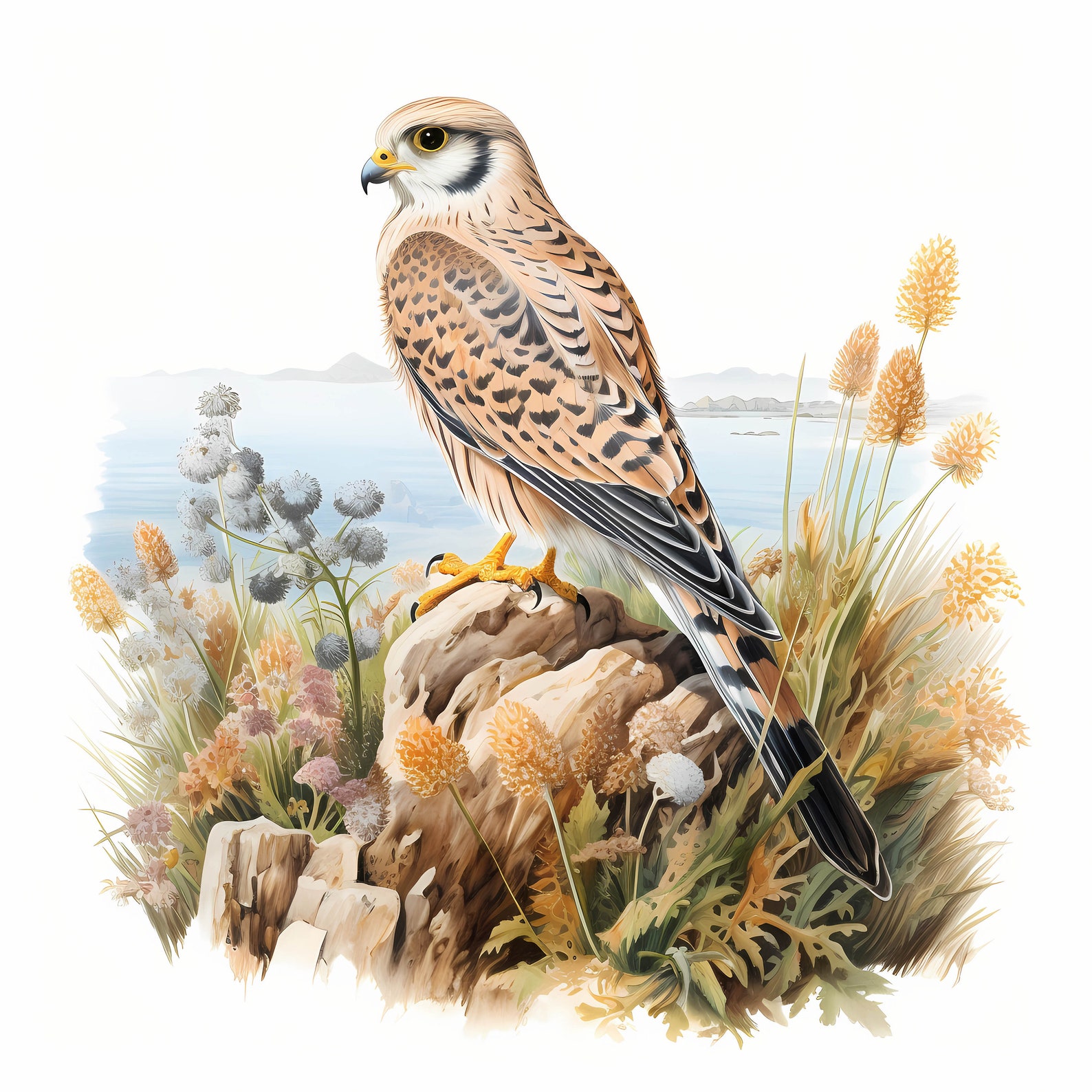 Kestrel Watercolor Clipart Bundle, Cute Colorful Kestrel Set, Nursery ...