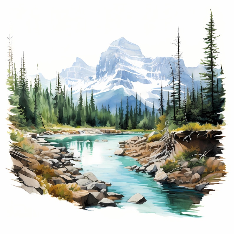 Banff National Park Watercolor Sketch Art Bundle Banff - Etsy