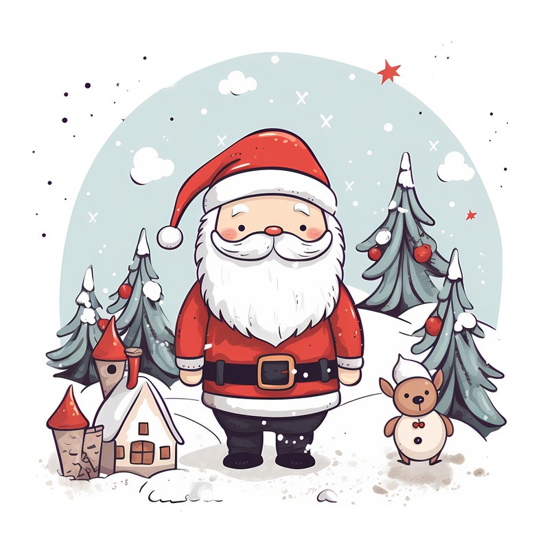 Watercolor Santa PNG Clipart Bundle Cute Santa Christmas - Etsy