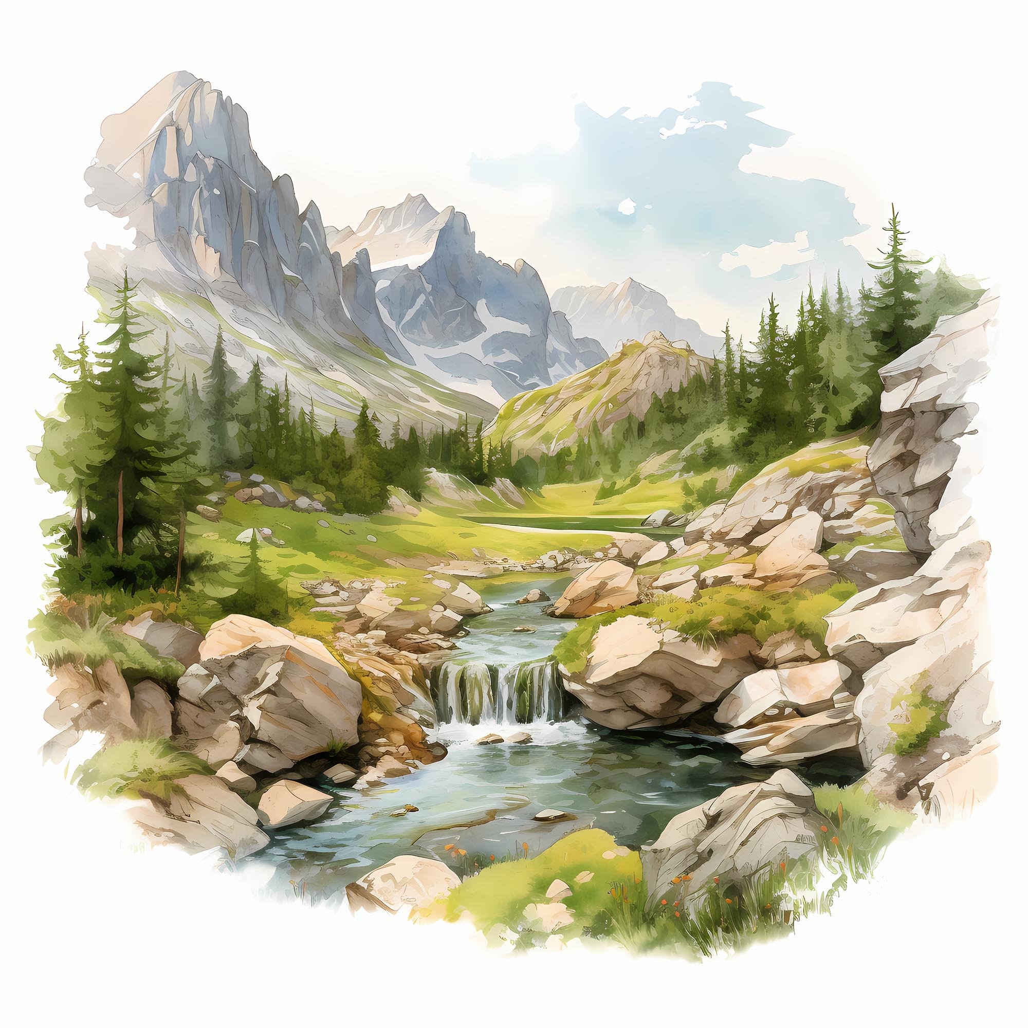 Triglav National Park Watercolor Sketch, Triglav National Park ...