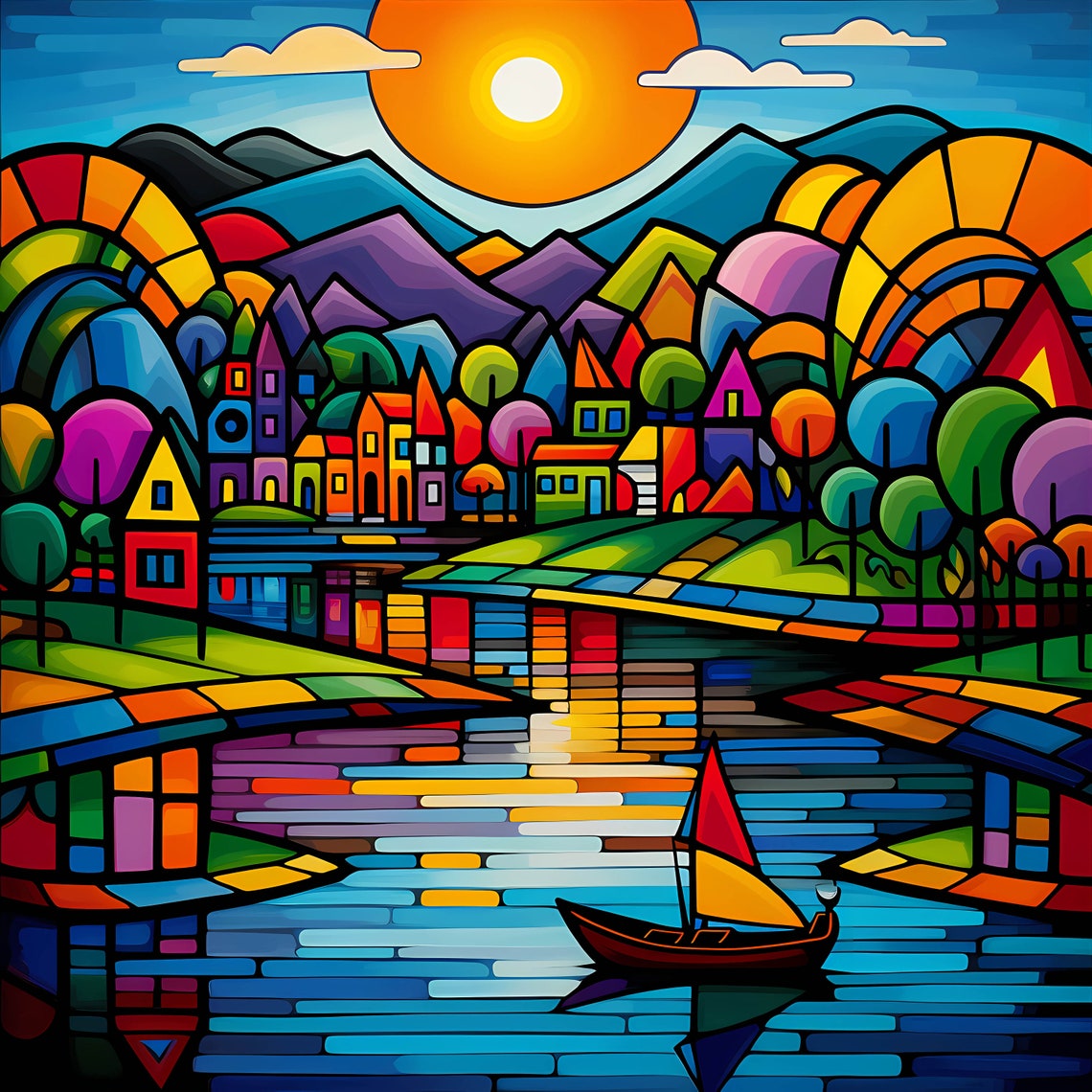 Vibrant Abstract Art Lake House Bundle, Vibrant Nature Wall Art & Decor ...