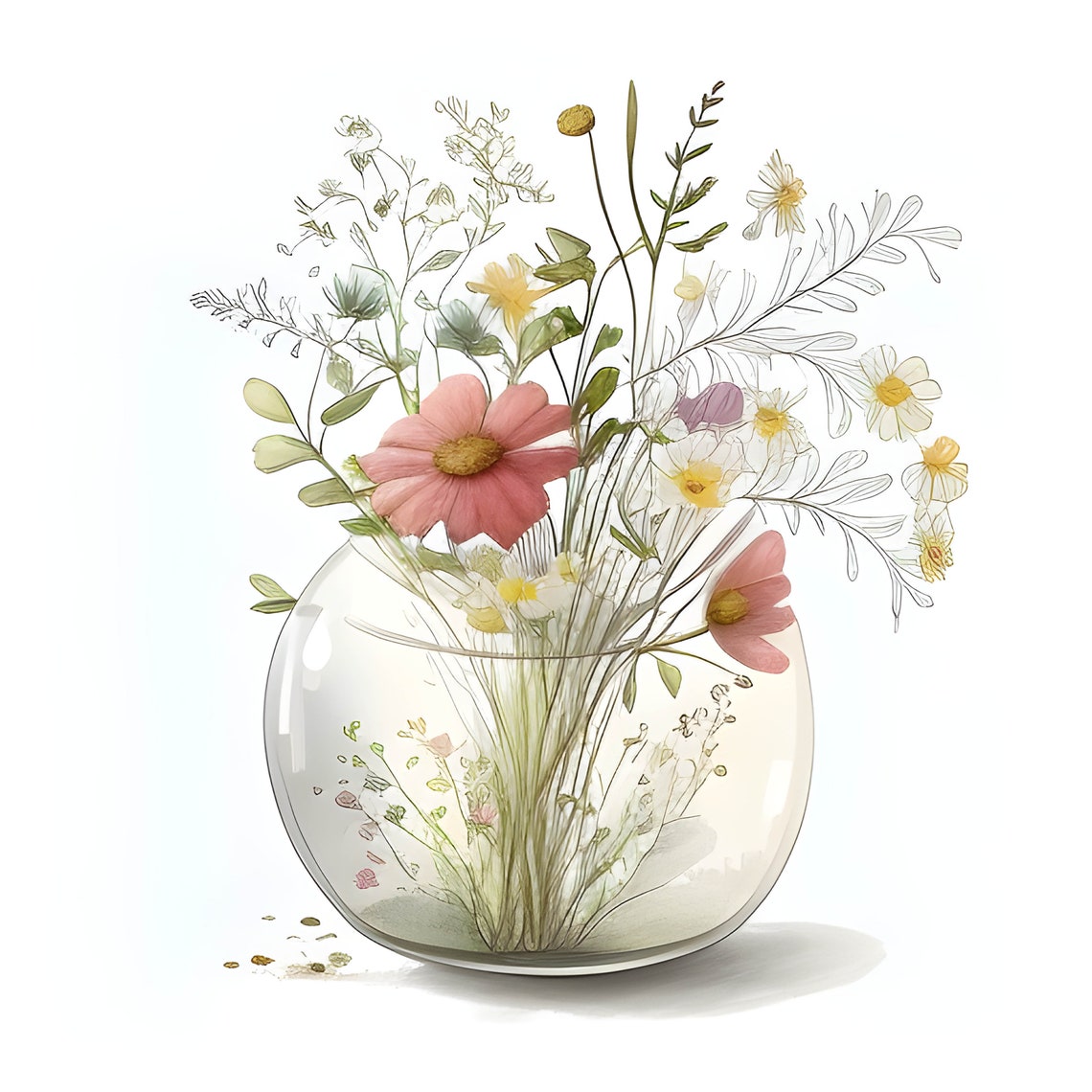 Vase of Flowers Watercolor Clipart Watercolor Floral Clipart - Etsy