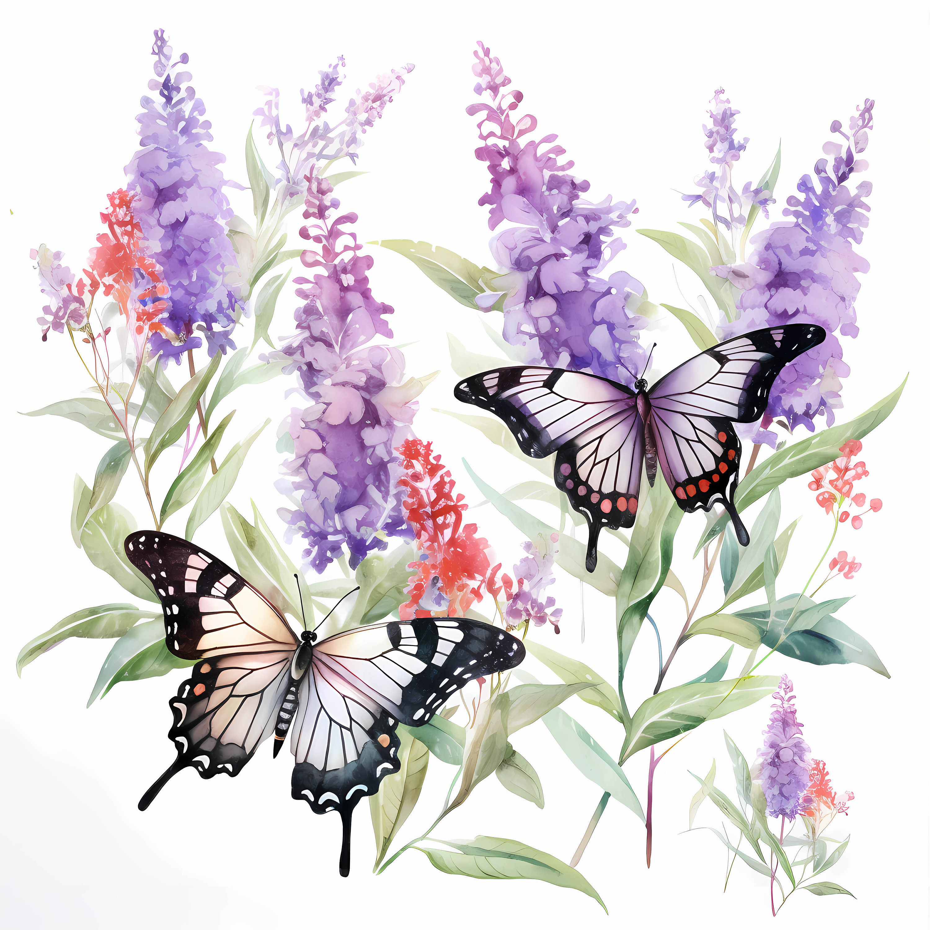 Lavender and Butterflies Watercolor Clipart Bundle Lavender & - Etsy