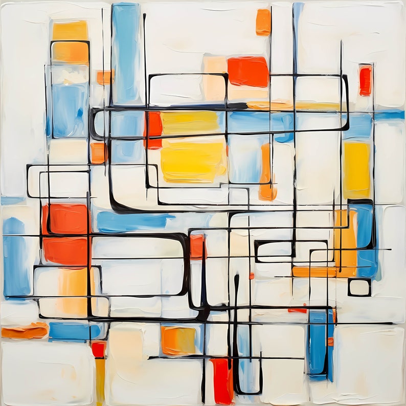 Vibrant Abstract Art Board Print Bundle, Vibrant Grid Wall Art & Decor ...