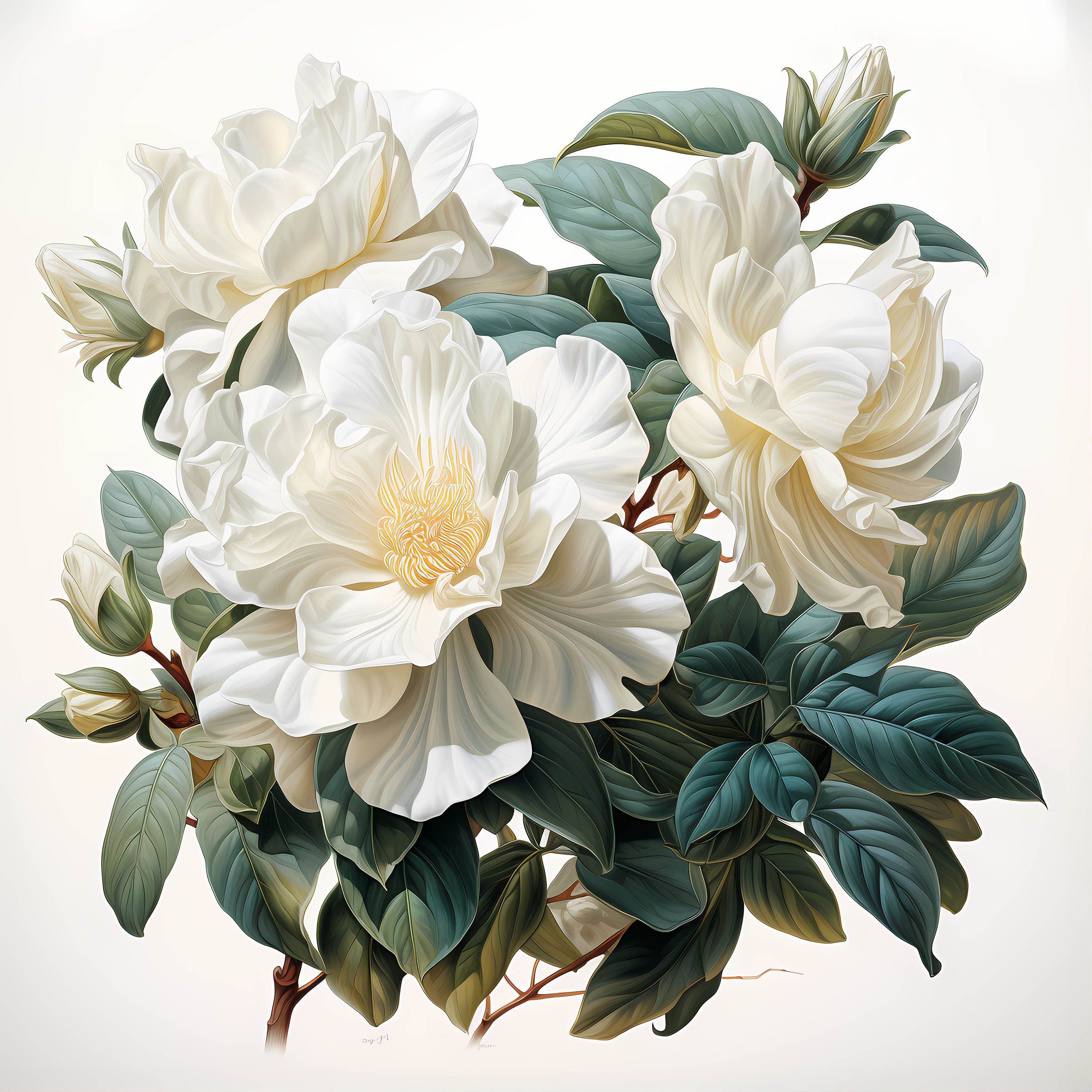 Gardenia Watercolor Clipart Bundle, Gardenia Bouquet Floral Clipart ...