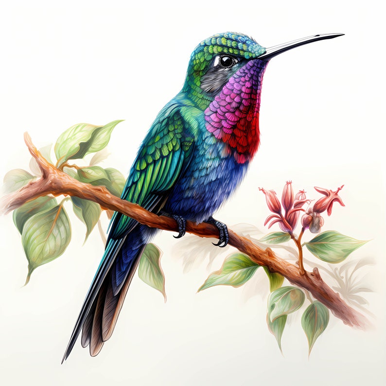 Hummingbird Watercolor Clipart Bundle, Cute Colorful Hummingbird Set ...