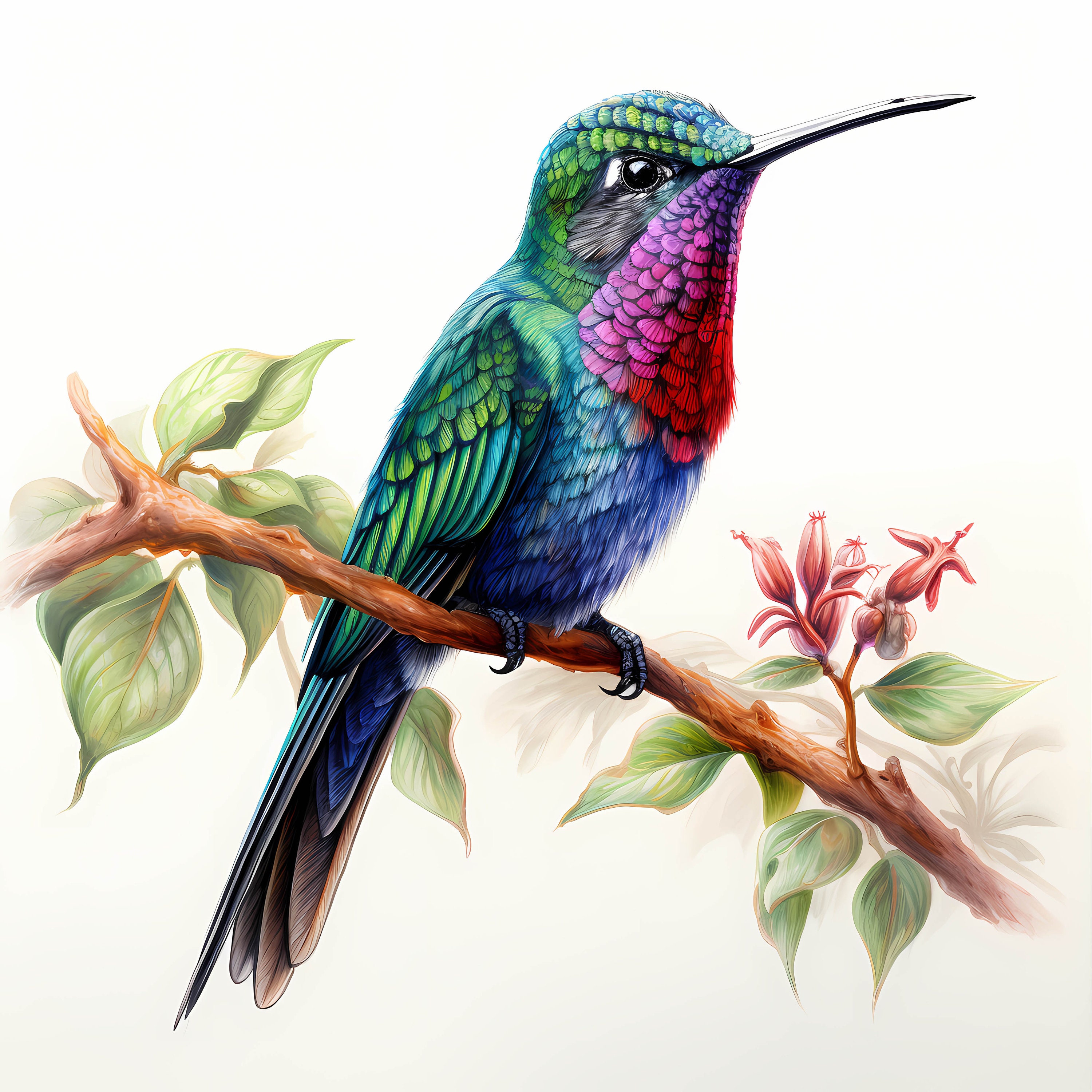 Hummingbird Watercolor Clipart Bundle, Cute Colorful Hummingbird Set ...