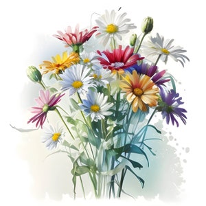 Daisy Watercolor Clipart, Watercolor Floral Clipart, Daisy Clipart ...