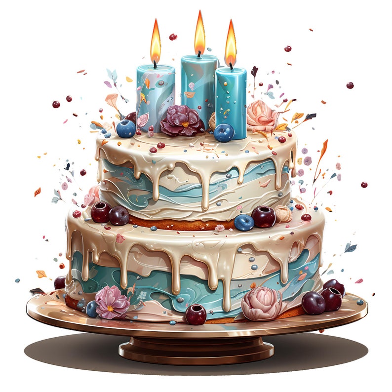 Birthday Cake With Candles PNG Clipart Bundle Birthday Cake - Etsy