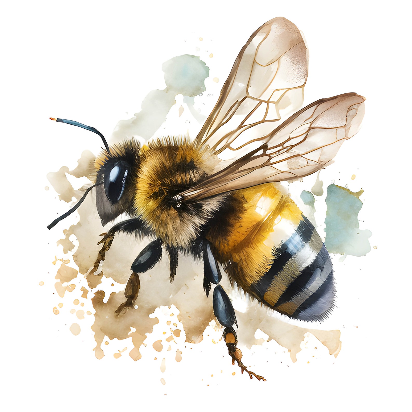 Watercolor Bumblebee Clipart, Cute Garden Honey Bee Clipart, Nursery ...