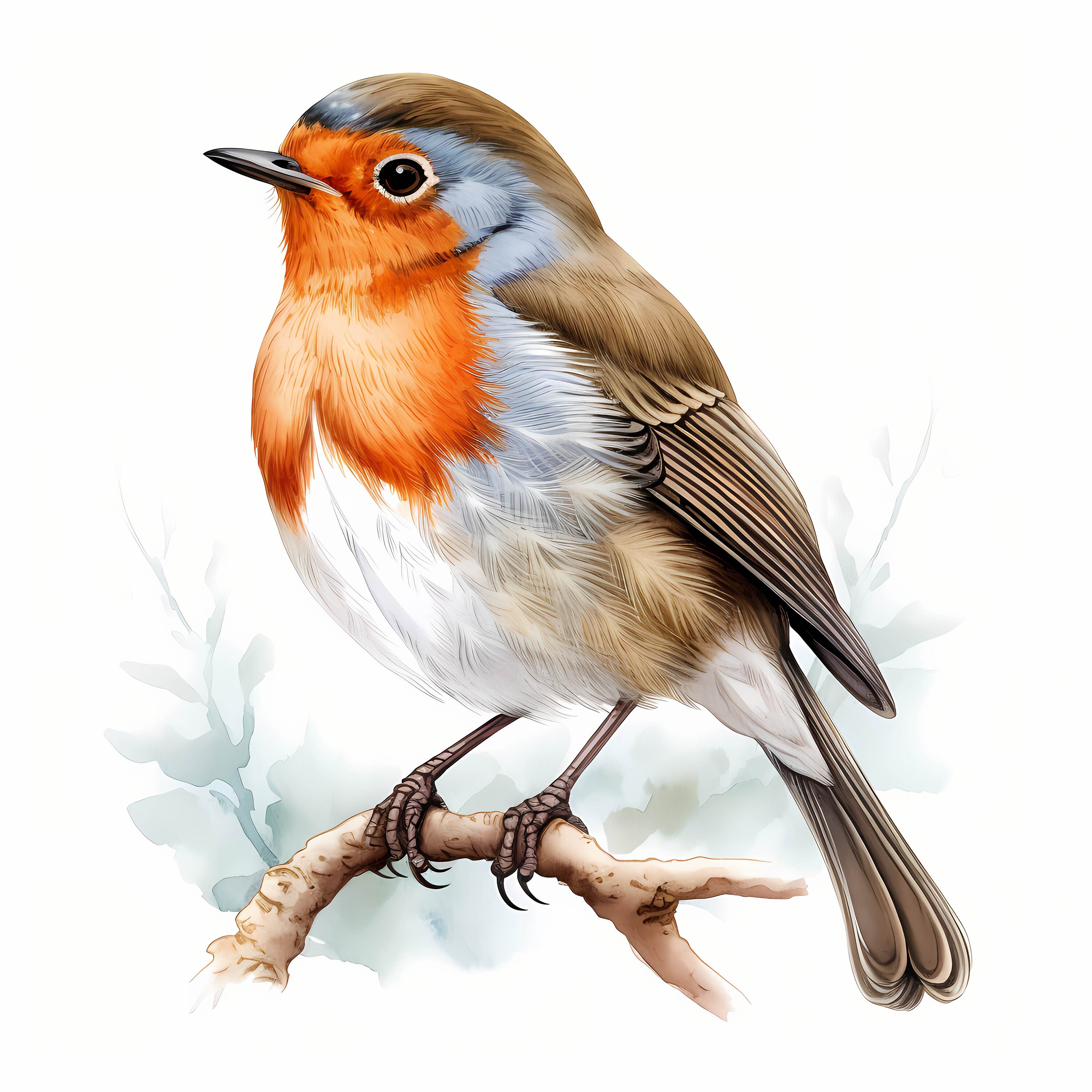 Robin Bird Watercolor Clipart Bundle, Cute Colorful Robin Bird Set ...