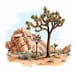 Joshua Tree National Park Watercolor Sketch Art Bundle, Joshua Tree ...