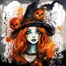 Halloween Cute Witch Watercolor Clipart Bundle, Halloween Witch Dark ...