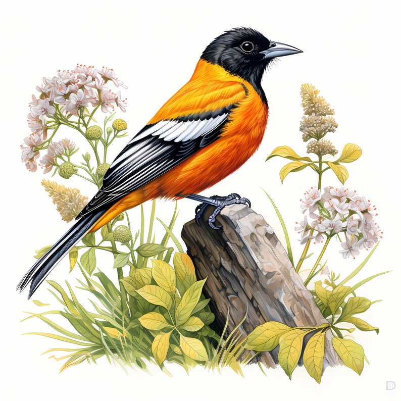 Baltimore Oriole Watercolor Clipart Bundle, Colorful Baltimore Oriole ...