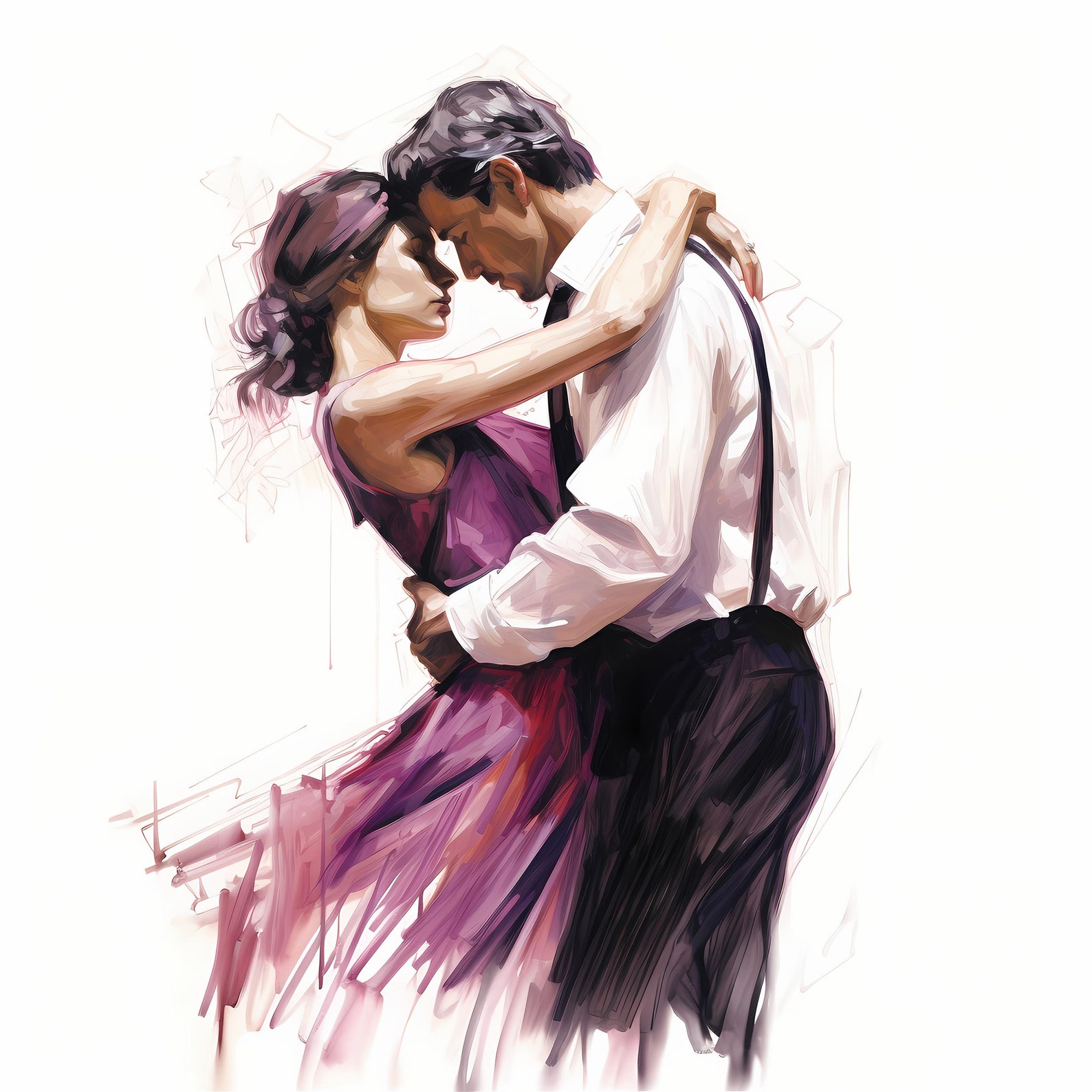 Romantic Dancing Couple Watercolor Clipart Bundle, Beautiful Dancing ...