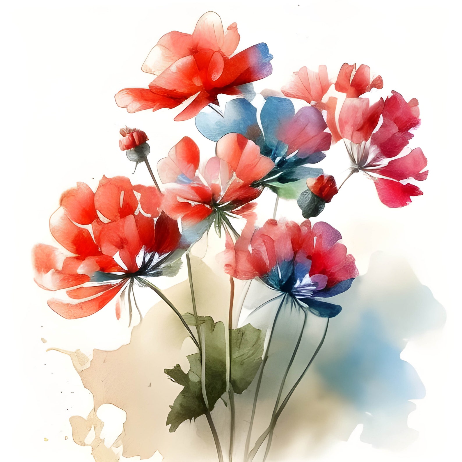 Geranium Watercolor Clipart Watercolor Floral Clipart - Etsy