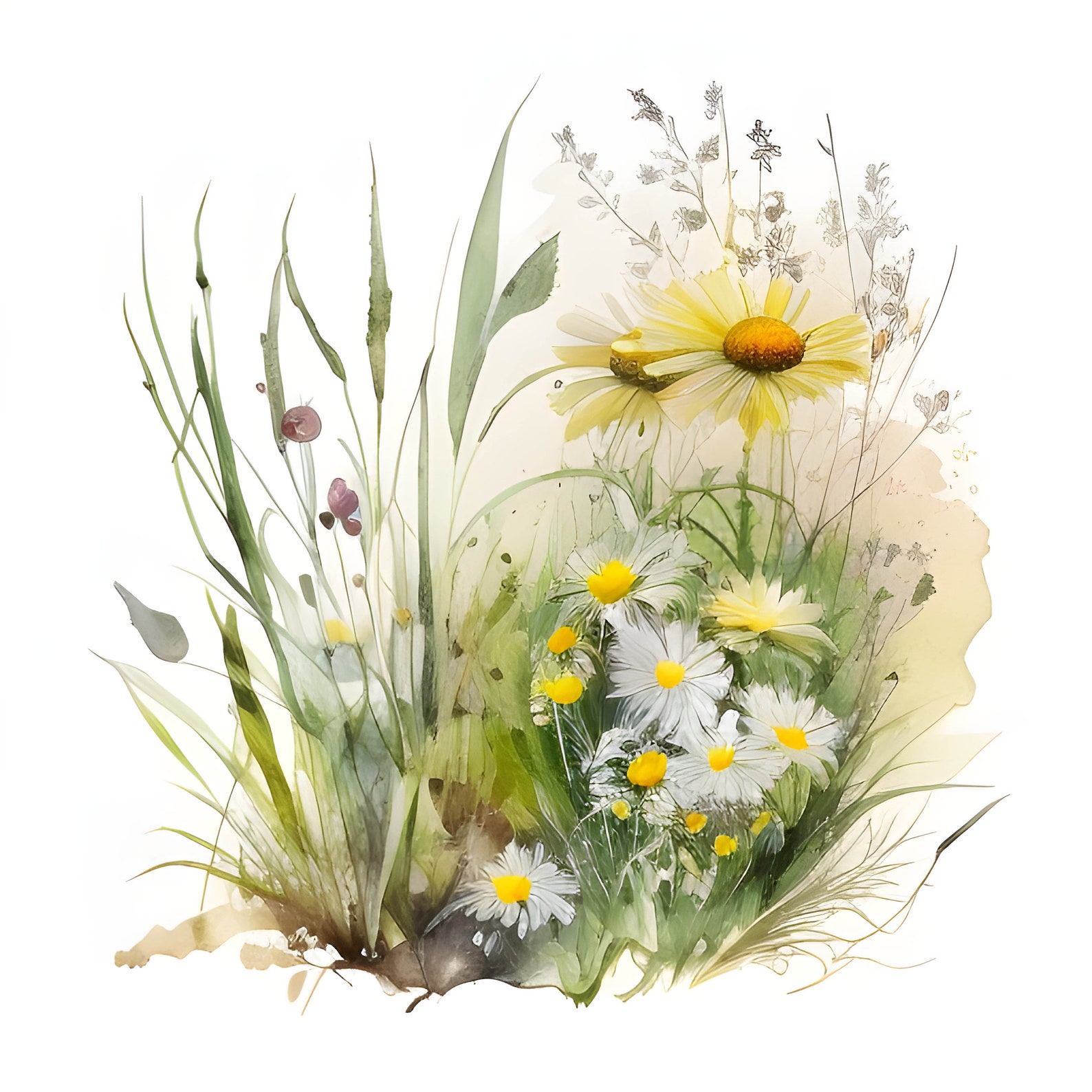 Watercolor Daisy Flowers Clipart Floral Daisy Clipart - Etsy