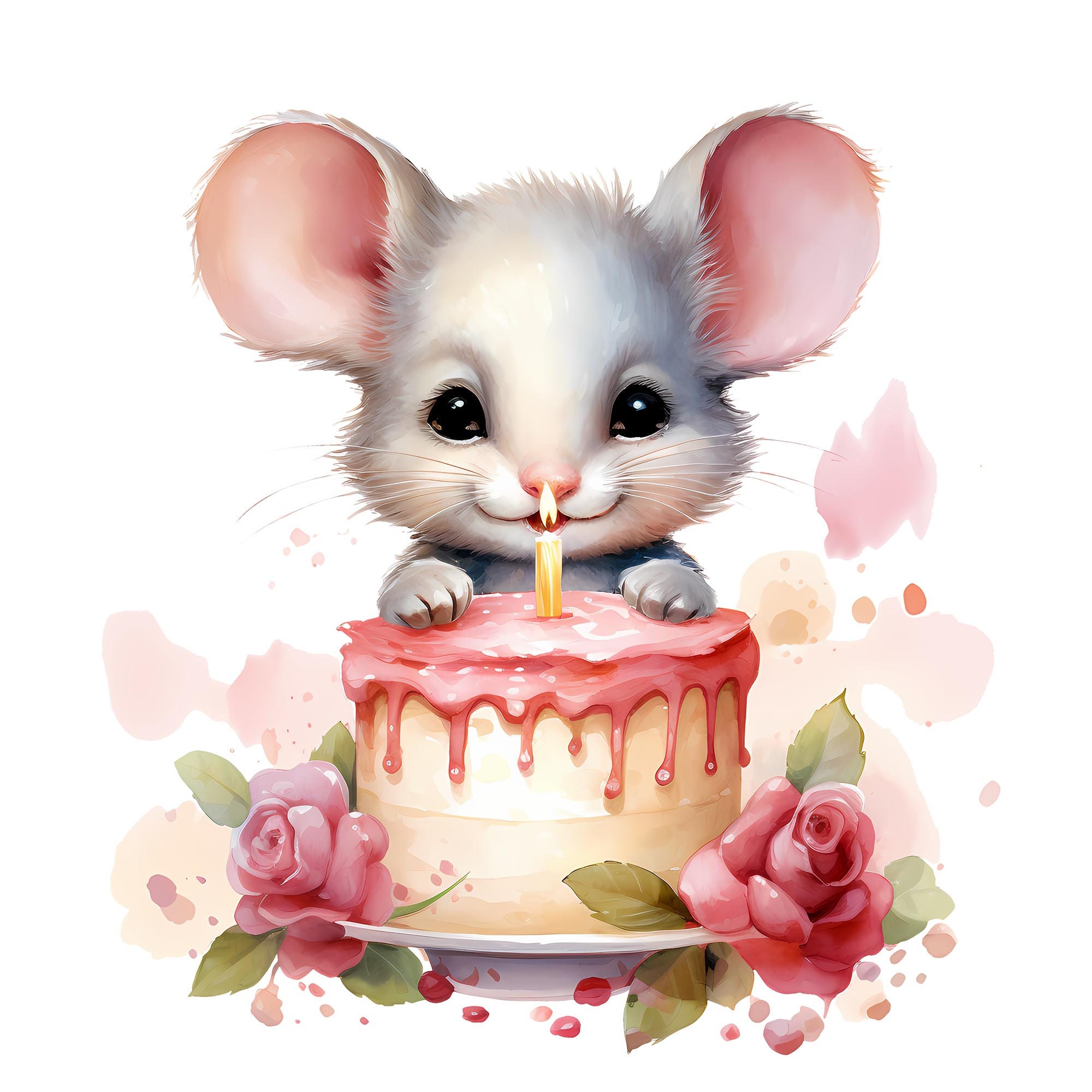 Cute Mouse With Birthday Cake PNG Clipart Bundle Birthday - Etsy