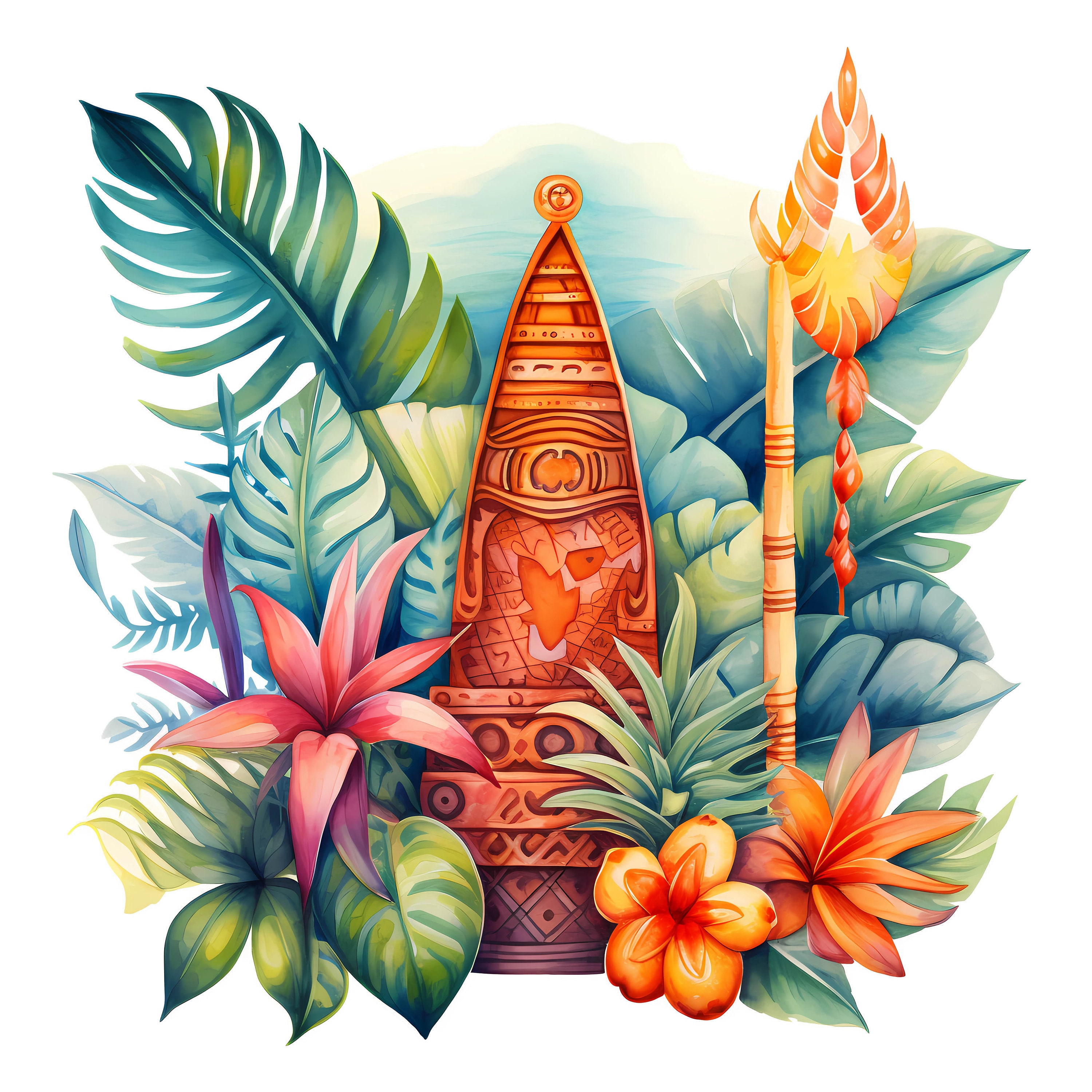 Hawaiian Flowers Watercolor Drawing Clipart Bundle Tropical - Etsy