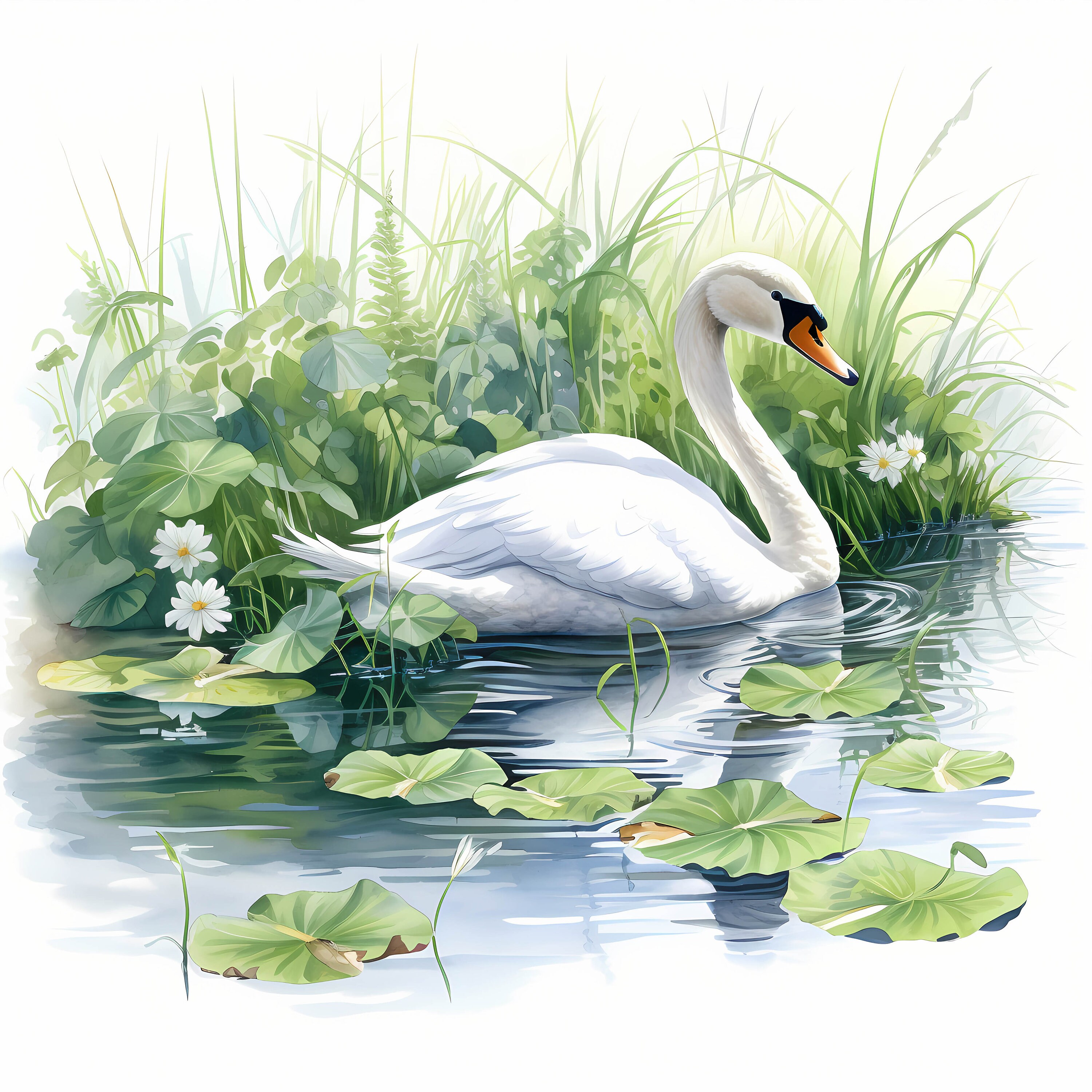 Swan Watercolor Clipart Bundle, Cute Colorful Swan Set, Nursery Decor ...