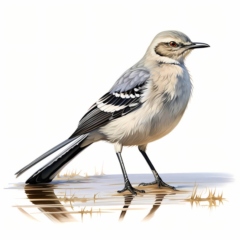 Mockingbird Watercolor Clipart Bundle, Colorful Northern Mockingbird ...