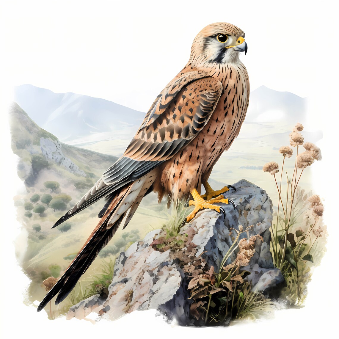 Kestrel Watercolor Clipart Bundle, Cute Colorful Kestrel Set, Nursery ...