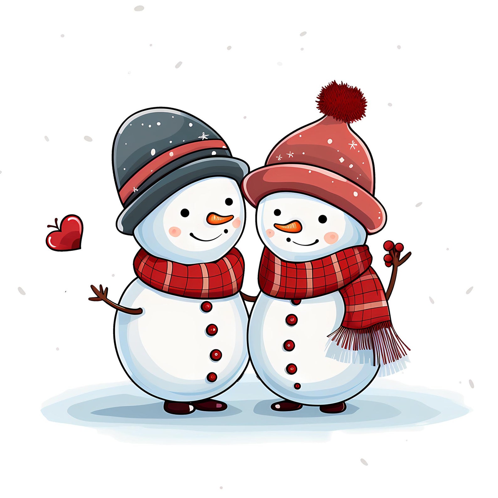 Happy Christmas Snowman PNG Couple Clipart, Cute Christmas Snowman ...