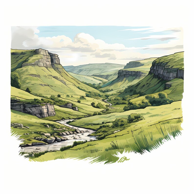 Peak District National Park Watercolor Sketch Art Peak - Etsy