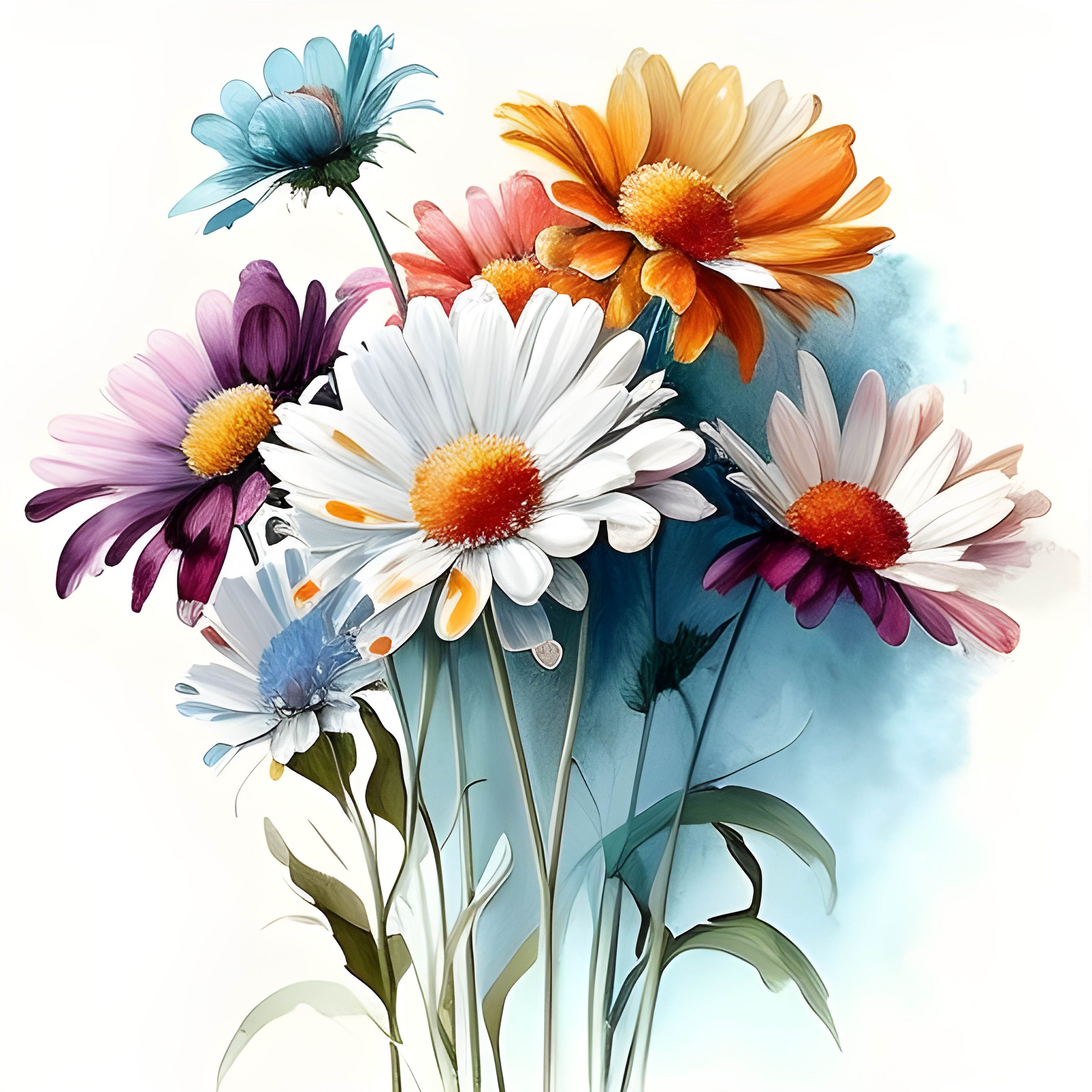 Daisy Watercolor Clipart, Watercolor Floral Clipart, Daisy Clipart ...