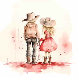 Watercolor Cowboy Kids Clipart, Western Cute Cowboy Kids Illustration ...