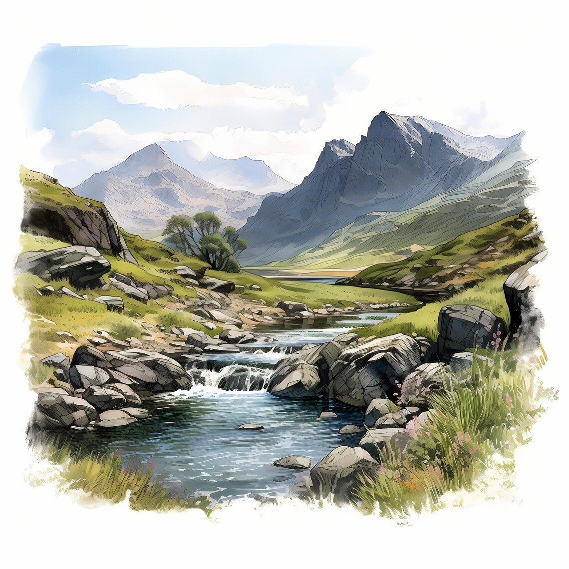 Snowdonia National Park Watercolor Sketch Snowdonia National - Etsy