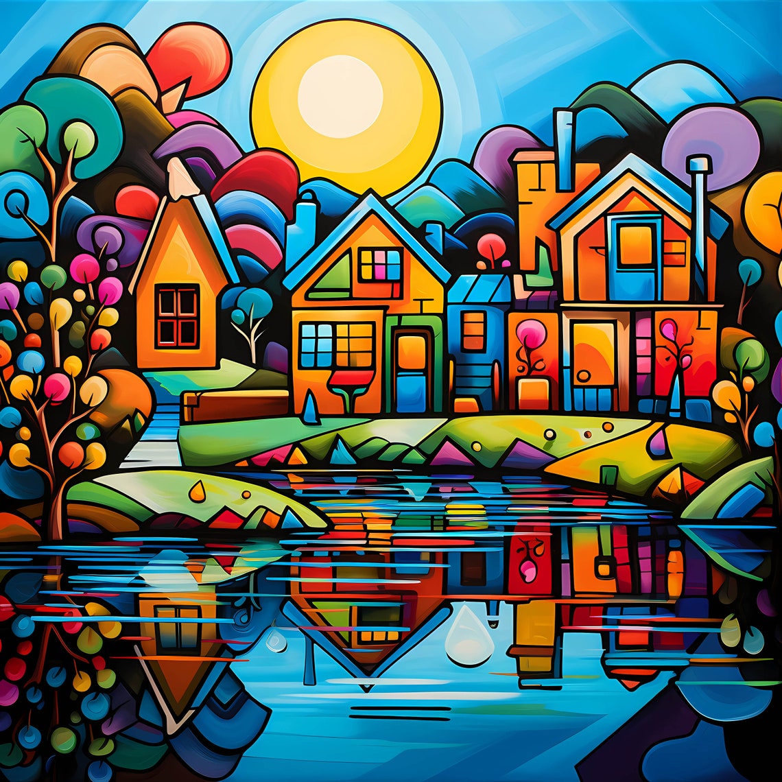 Vibrant Abstract Art Lake House Bundle, Vibrant Nature Wall Art & Decor ...