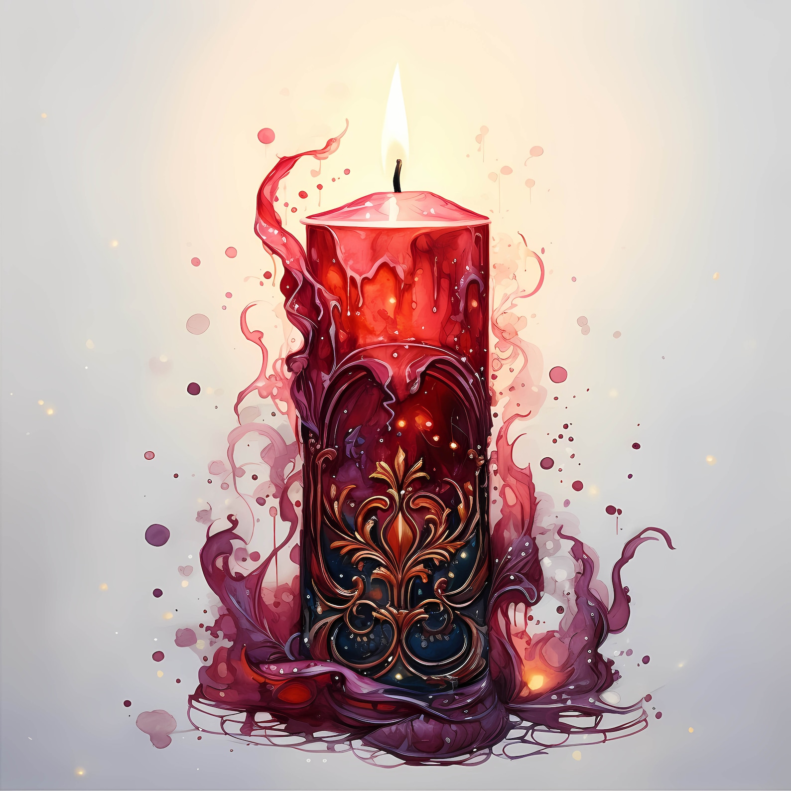 Ritual Candle Watercolor Clipart Bundle, Vintage Watercolor Candle ...