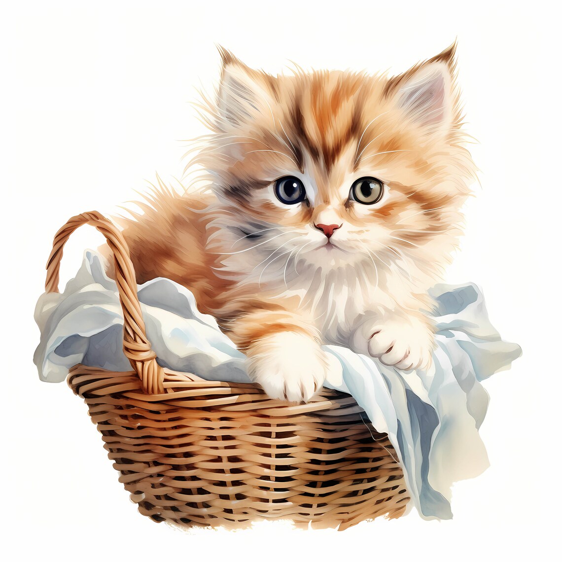 Cute Kitten Watercolor Clipart Funny Cat Clipart Sublimation - Etsy