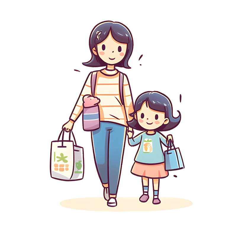 Mom and Kids Illustration Clipart Bundle Cute Mother and - Etsy