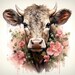 Floral Cow Clipart, Cute Cow Flower Printable, Boho Floral Western Cow ...