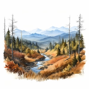 Great Smoky Mountains National Park Watercolor Sketch Art Bundle ...