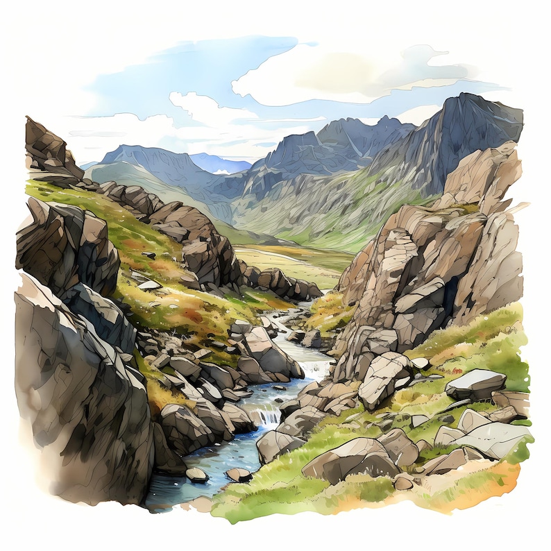 Snowdonia National Park Watercolor Sketch Snowdonia National - Etsy