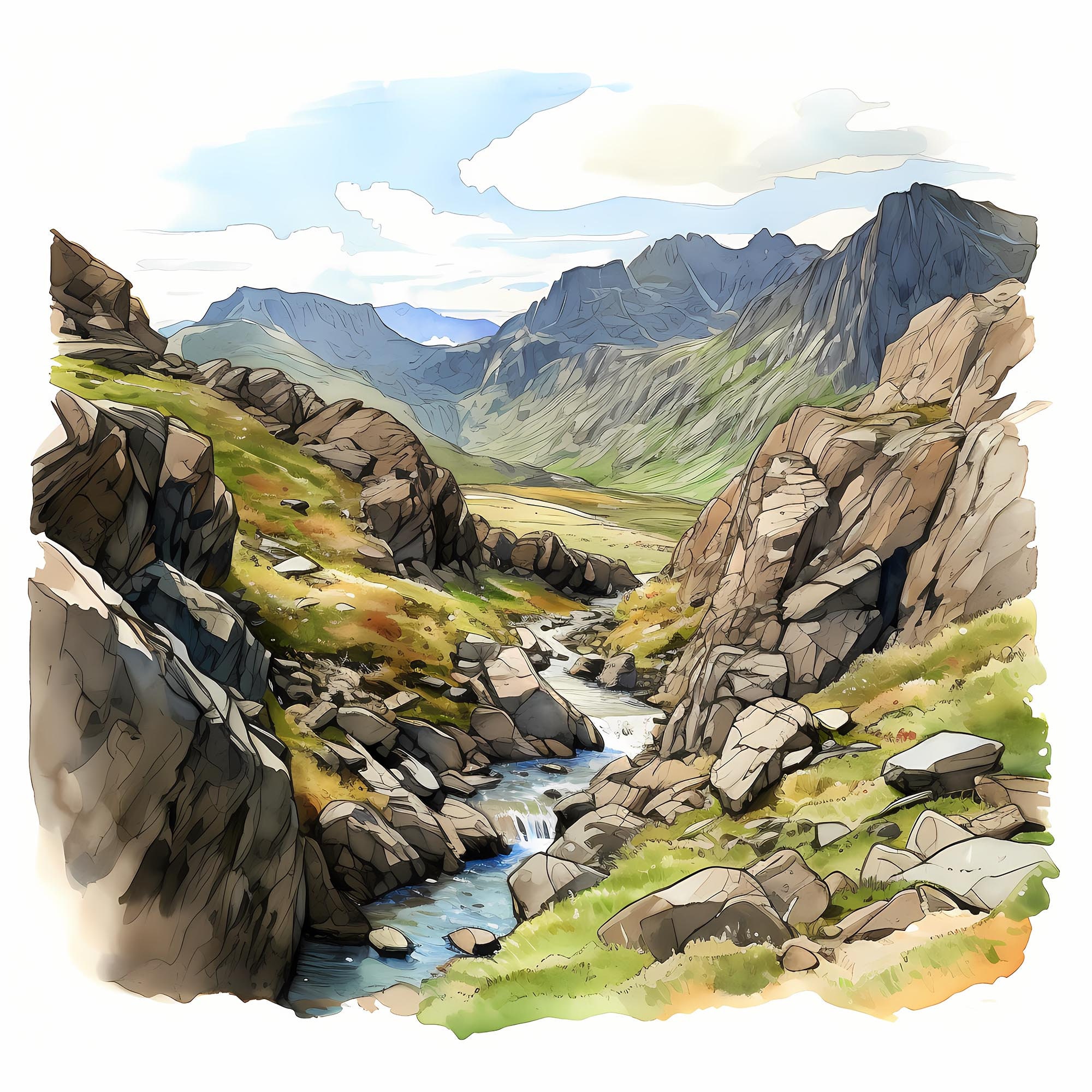 Snowdonia National Park Watercolor Sketch Snowdonia National - Etsy