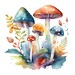 Watercolor Mushrooms Clipart, Cute Forest Nature Toadstool Clipart ...