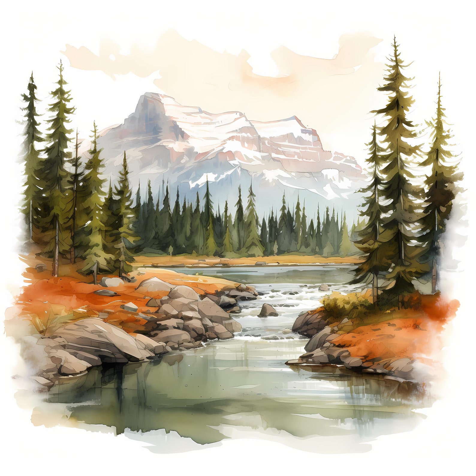 Jasper National Park Watercolor Sketch Art Bundle, Jasper National Park ...